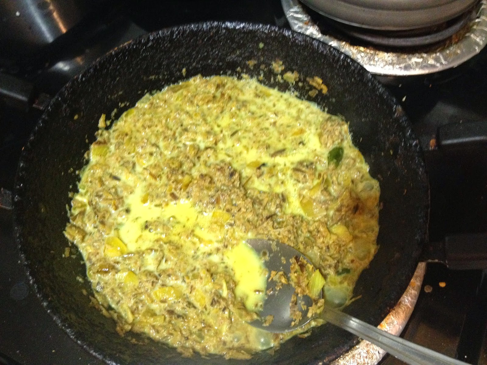 Saanvis food: Arati Puvvu Paalu Posina Kurra/Banana Flower Curry